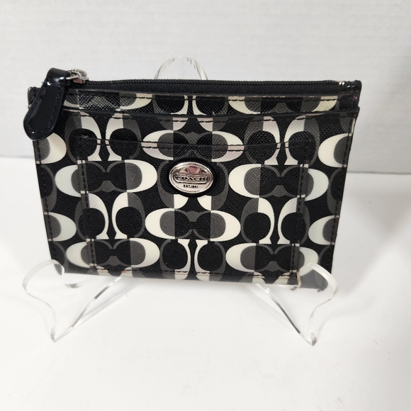 Coach | Bags | Coach Peyton Dream C Black White Coasted Canvas Card ...